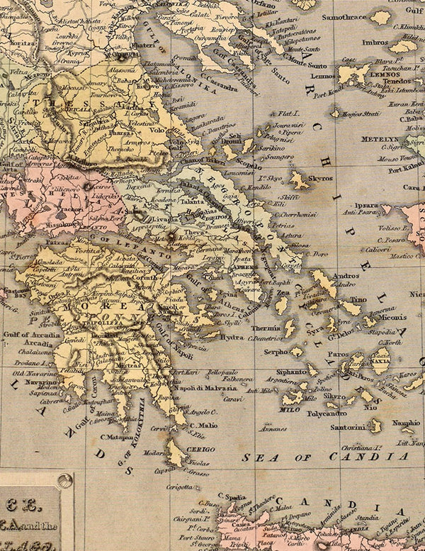 Antique Map Greek Islands | Original Engravings | Old Maps - Umanismo ...