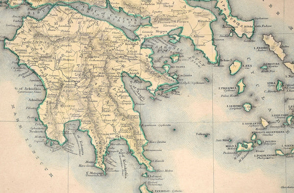 Antique Map of the Peloponnese | Original Engravings | Old Maps ...