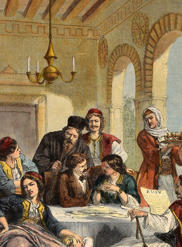 Daily life Athens | Original Engaving | Antique Prints - Umanismo Athens